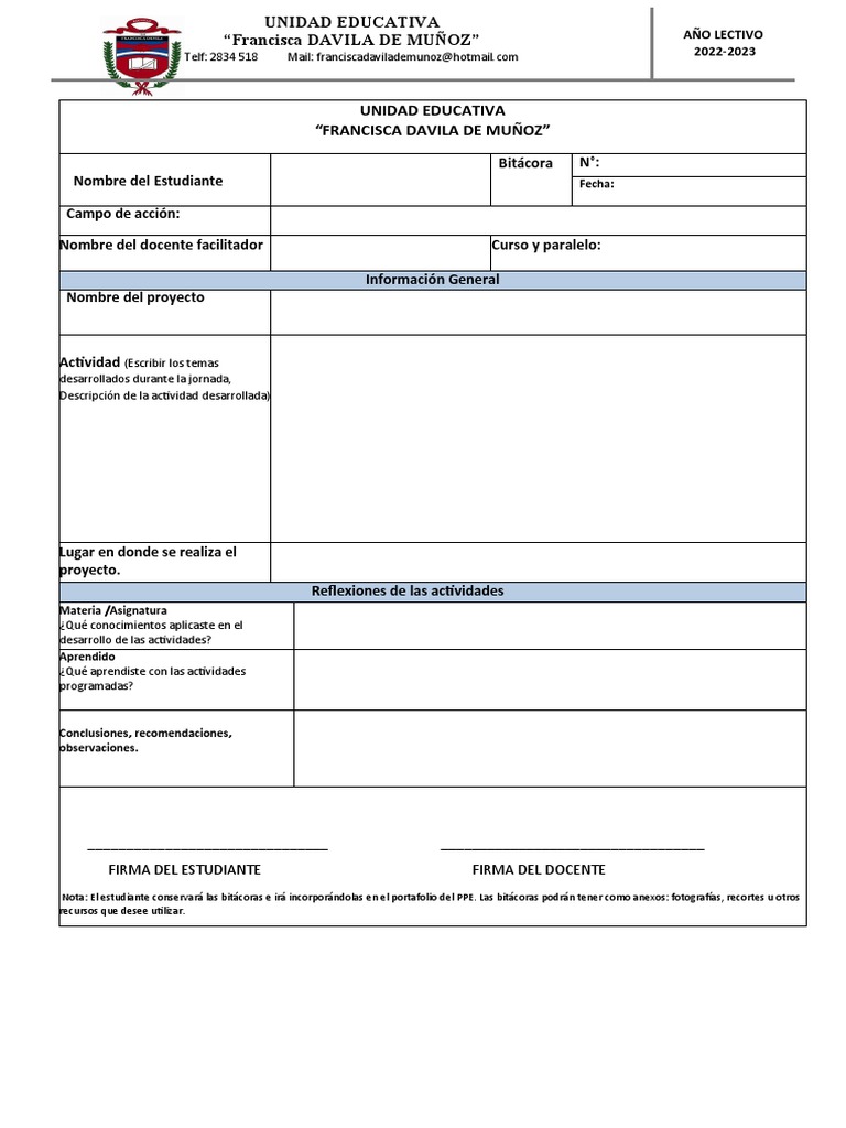 FORMATO BITACORA | PDF