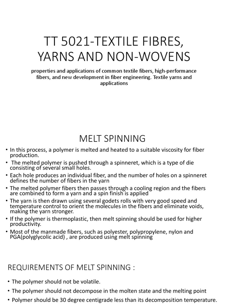 Lecture 4 - Properties and Application of Textile Fibers Yarns and New ...