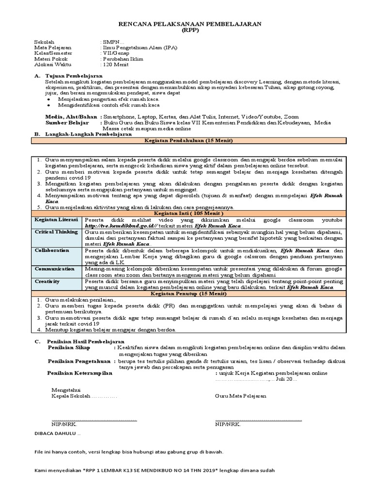 Contoh Ipa 7 Daring | PDF