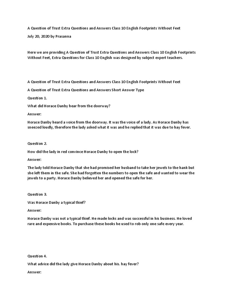 A Question of Trust Questions | PDF | Theft | Crimes