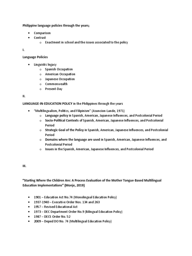 Philippine Language Policies Through The Years | PDF