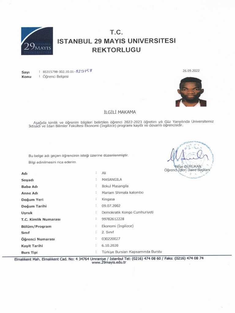 Öğrenci Belgesi | PDF