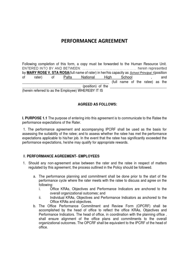 Performance Agreement | PDF | Performance Indicator | Leadership