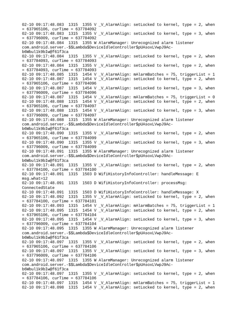 Android Alarm Manager Logs | PDF