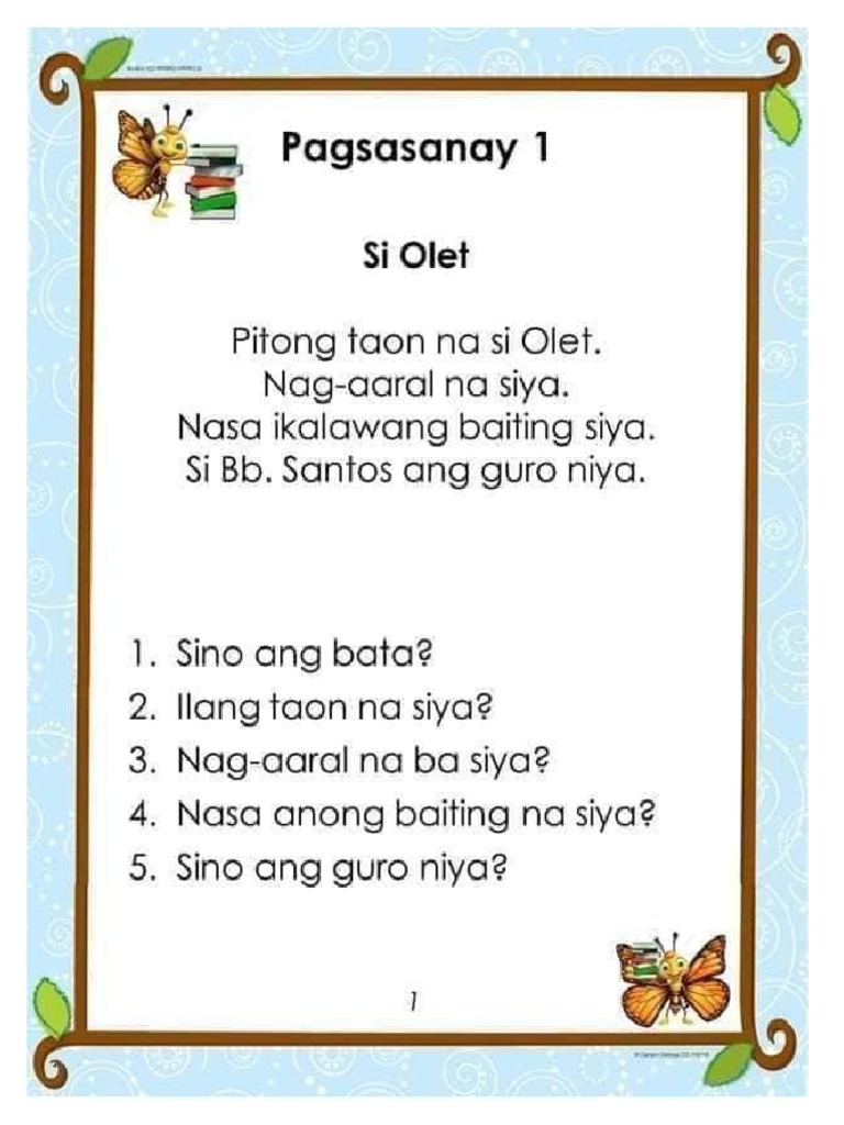 Pagsasanay Sa Pagbasa | PDF