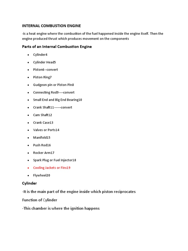 Internal Combustion Engine Parts Pdf