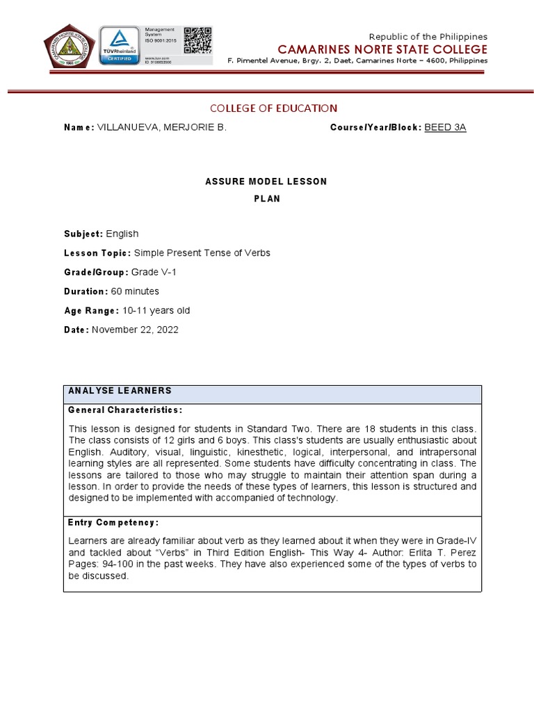 Simple Present Tense Lesson | PDF | Learning | Teachers