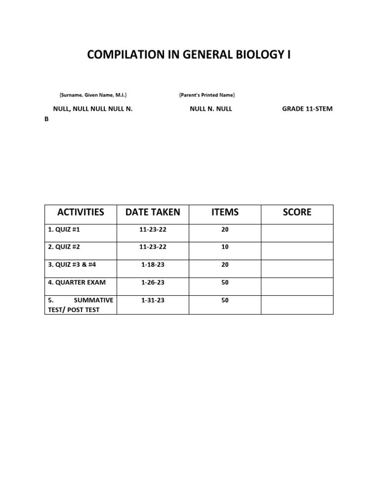 Compilation in General Biology I | PDF
