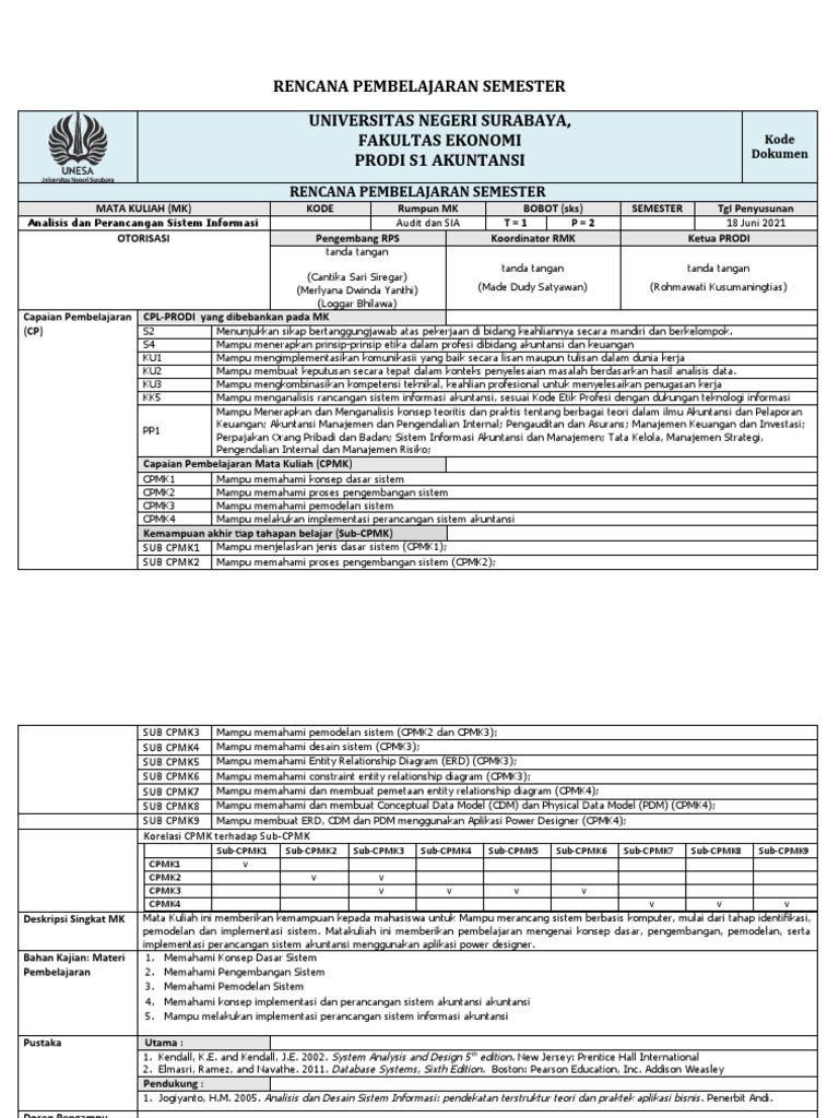 3. RPS OBE Analisa Perancangan Sistem Informasi | PDF