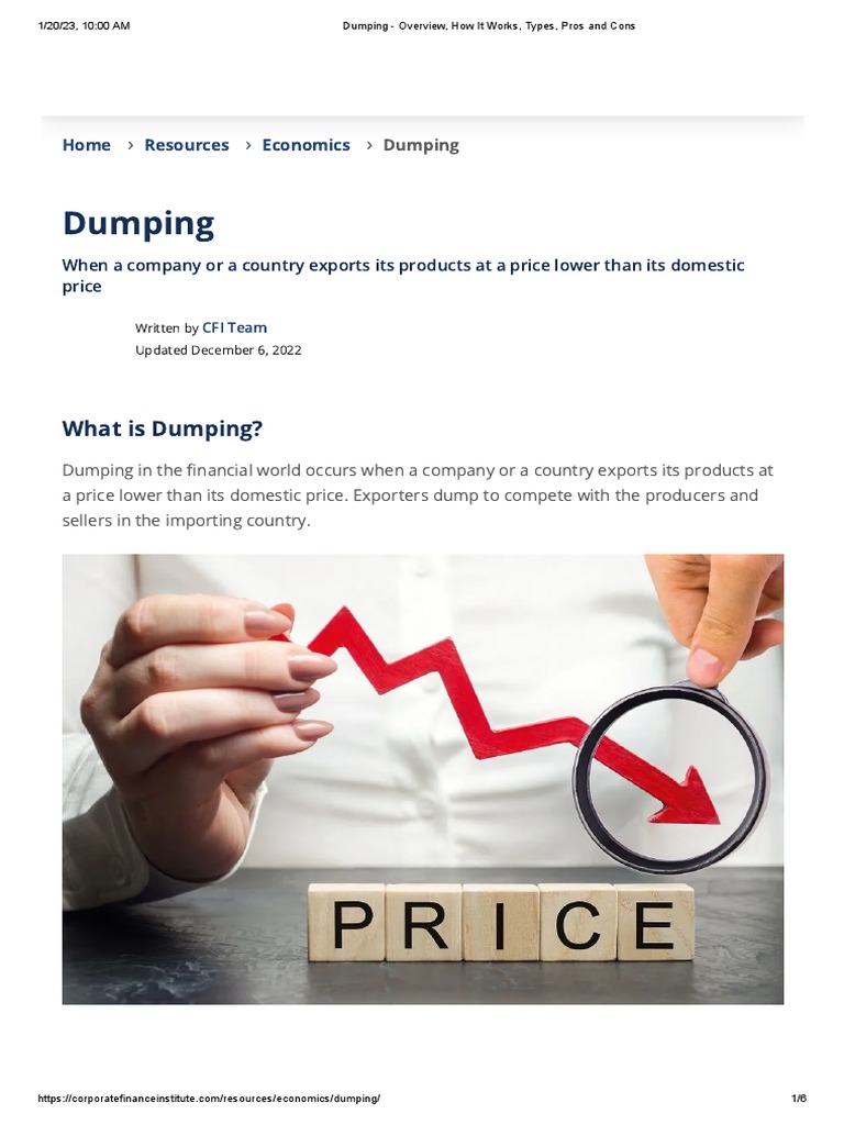 Dumping - Overview, How It Works, Types, Pros and Cons | PDF | Dumping (Pricing Policy) | World ...