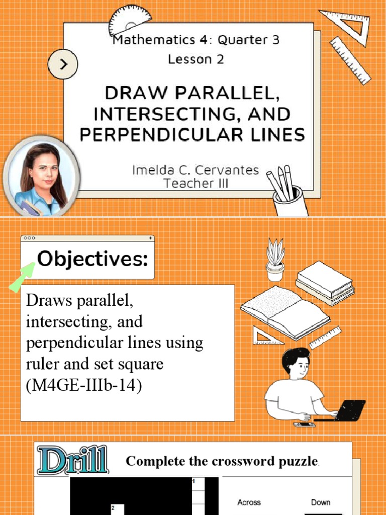 MATH 4 - QUARTER 3 - LESSON 2 - Draw Parallel, Intersecting and Perpendicular Lines | PDF ...