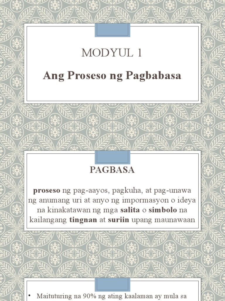Modyul 1 Proseso NG Pagbabasa | PDF