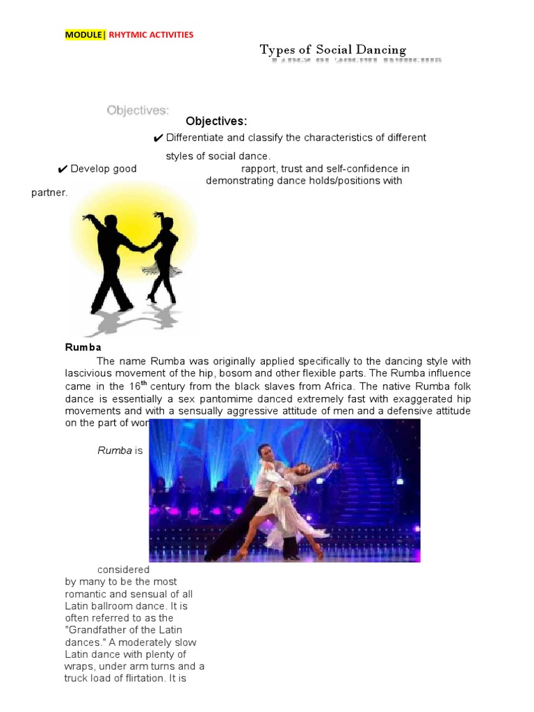 Types of Social Dancing | PDF | Ballroom Dance | Dances