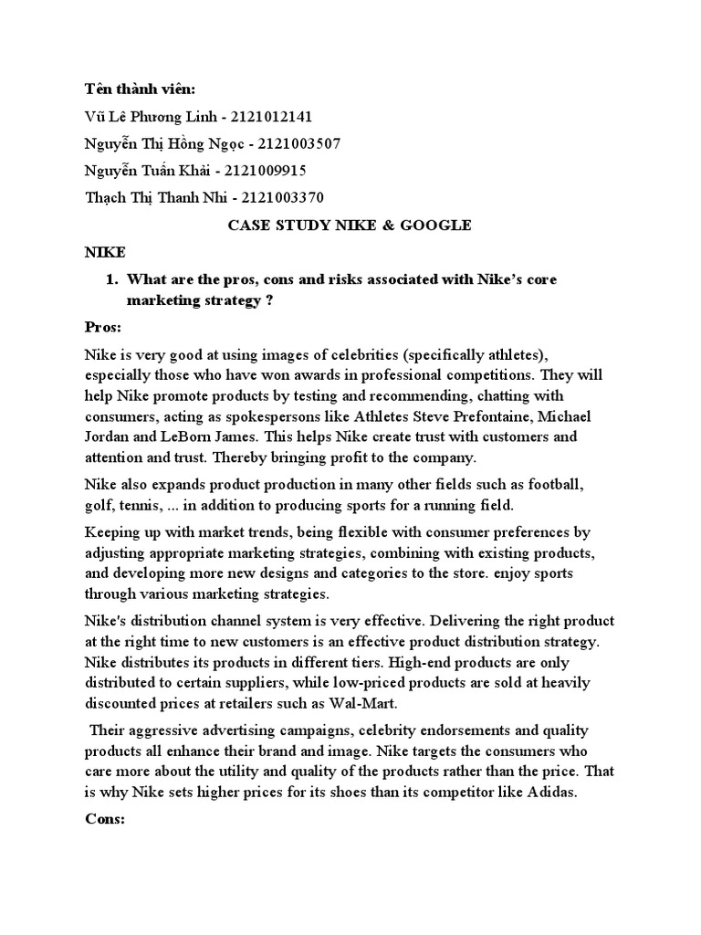 Nhóm 1 - Case Study Nike & Google | PDF | Nike | Brand