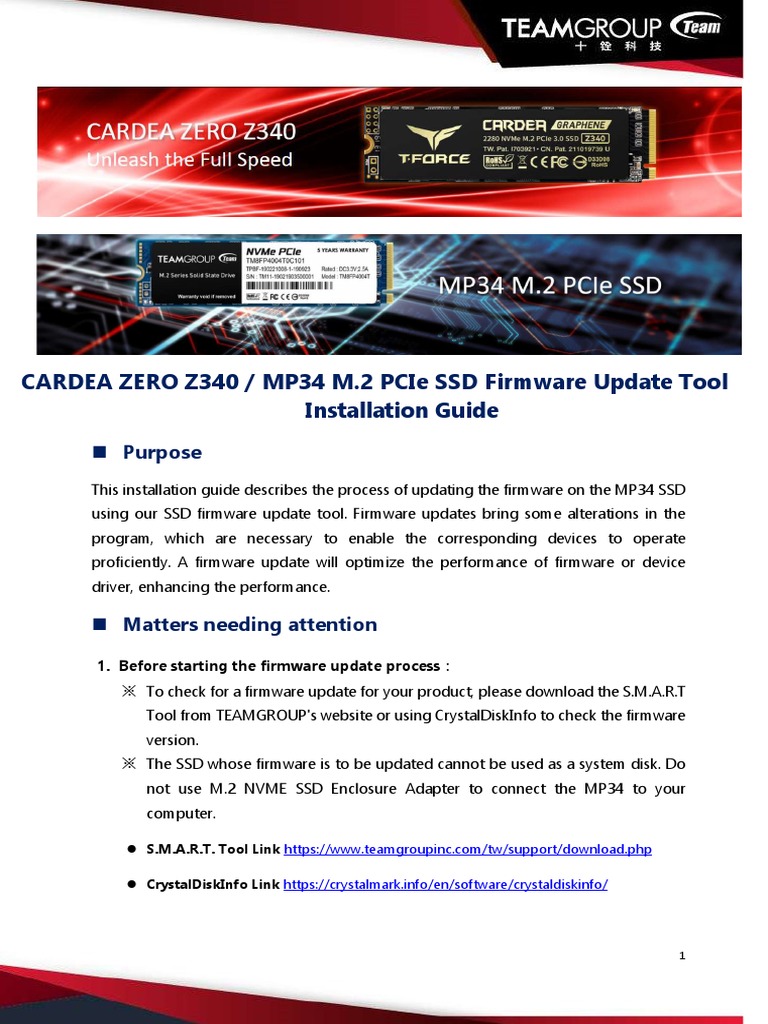 TeamGroup CARDEA ZERO Z340 & MP34 SSD Re-Initial Tool Operating Instruction - EN | PDF | Solid ...