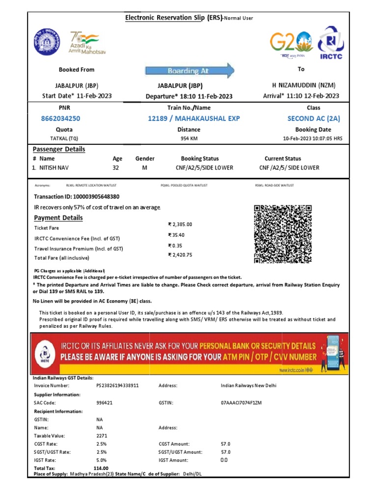 Railway Ticket | PDF | Government Finances | Taxes