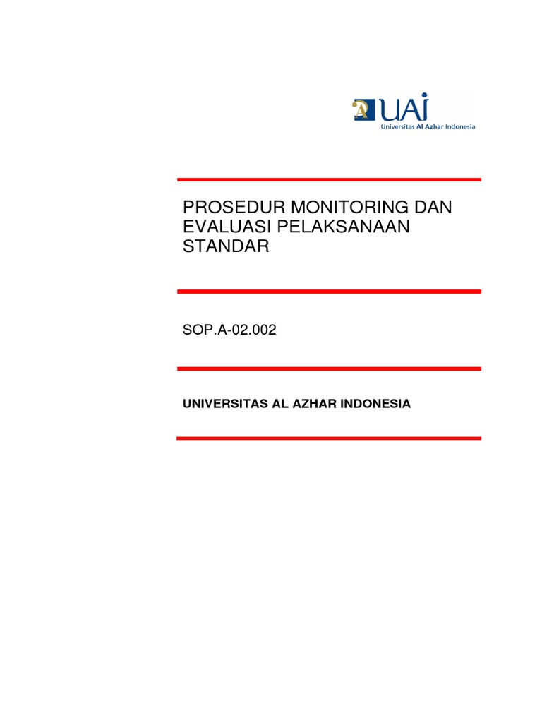 Sop Monitoring Dan Evaluasi Pelaksanaan Standar 1 | PDF