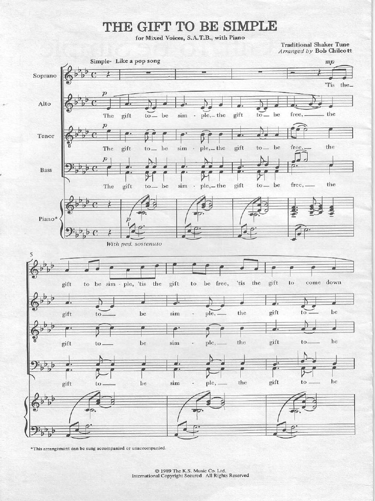 The Gift To Be Simple Arr. Chilcott | PDF