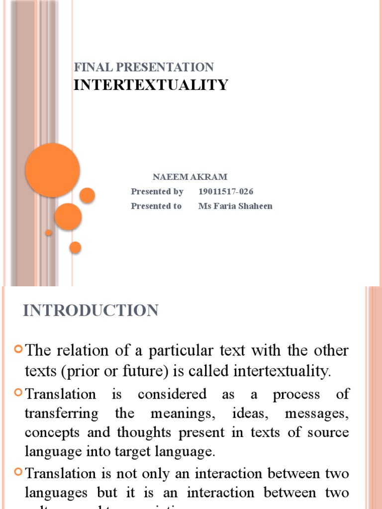 Intertextuality PPT 026 | PDF | Translations | Intertextuality