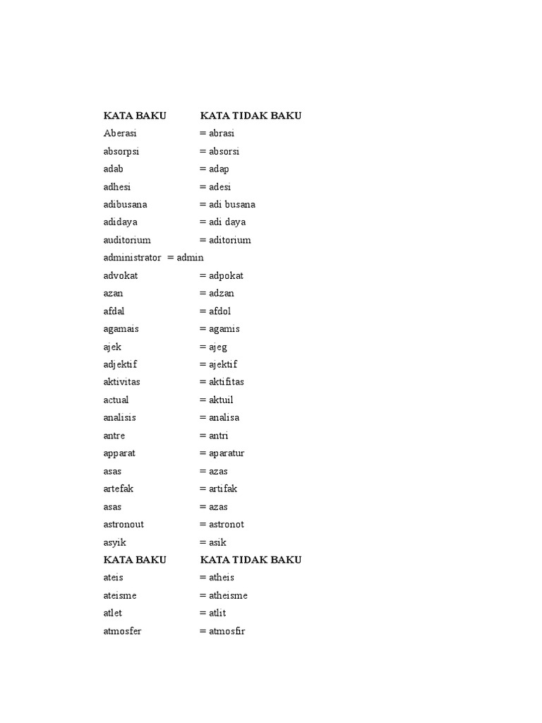 Kata Baku Tak Baku 12 Hal | PDF | Kata dan Frasa Semitik