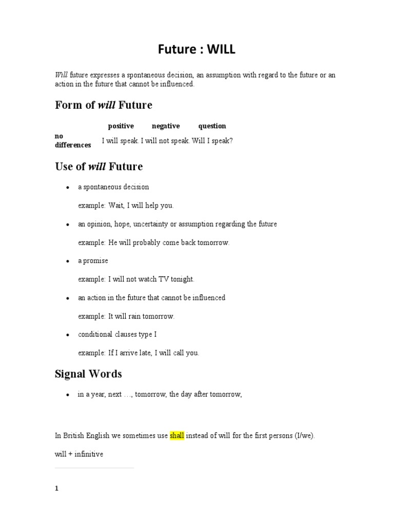 Future Will & Going To | Download Free PDF | Grammar | Linguistics