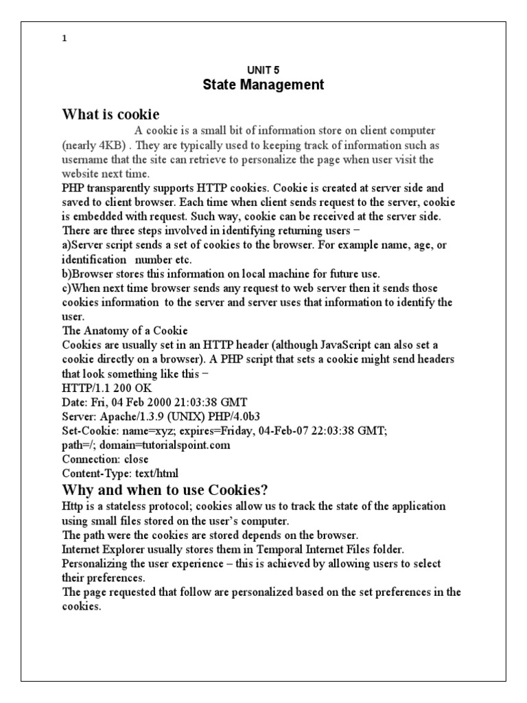 unit 5 session | PDF | Http Cookie | Networking