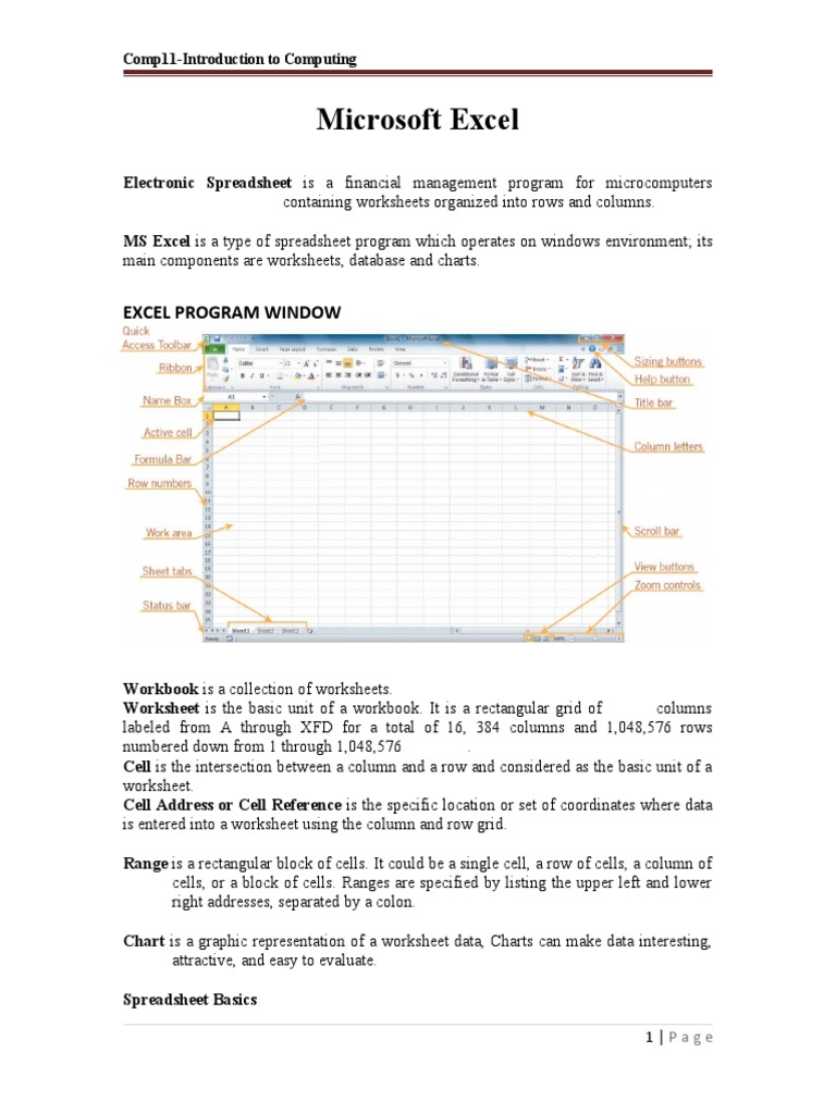 Excel Handout | PDF | Microsoft Excel | Spreadsheet