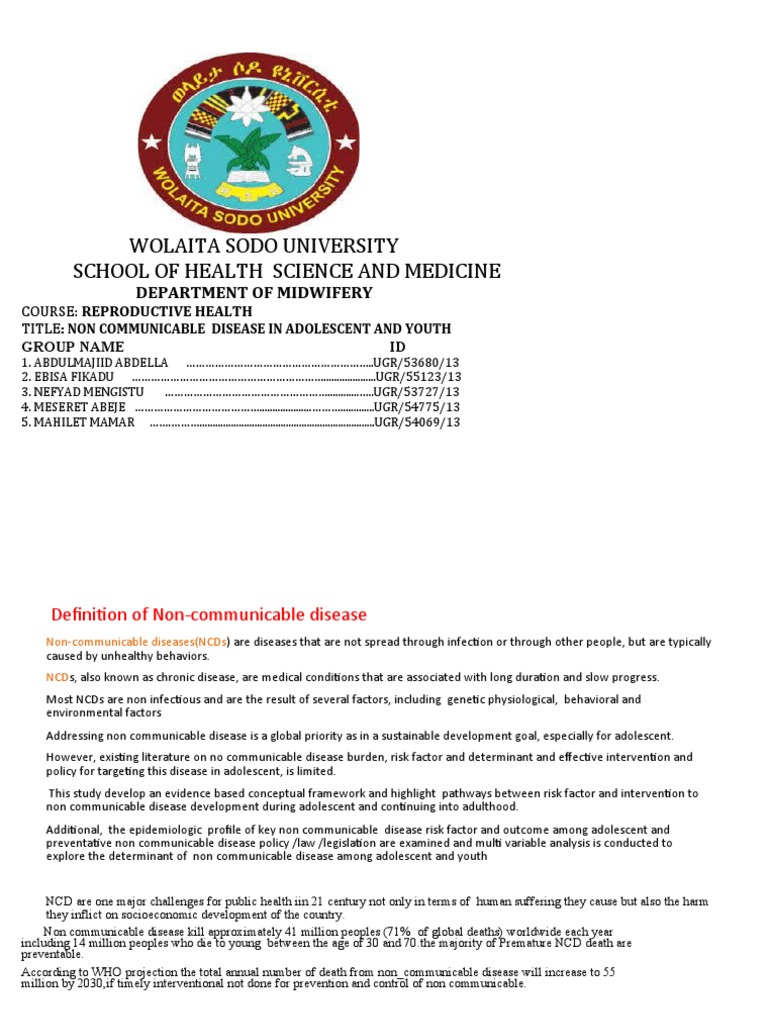 NCDs in Adolescents: Risks and Prevention | PDF | Non Communicable ...