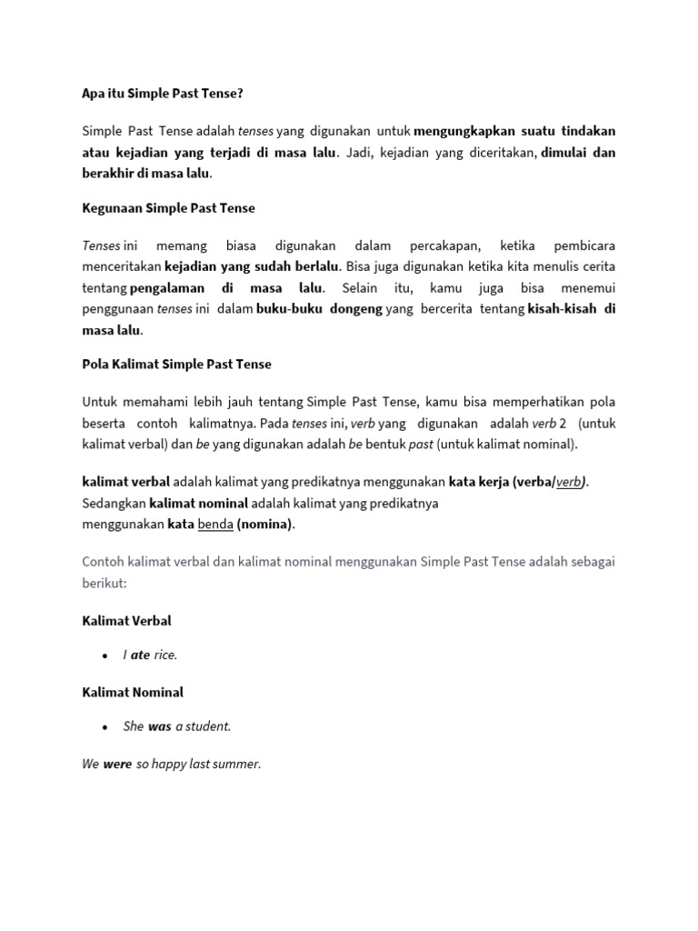 Materi les simple past tense | PDF