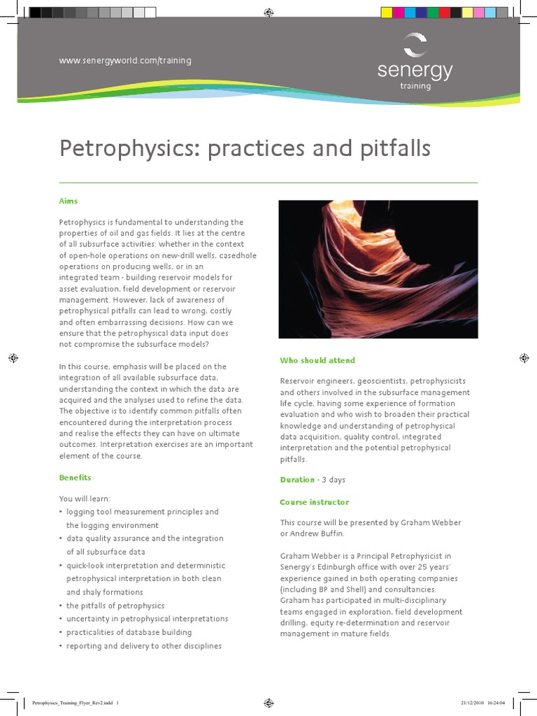 Petrophysics Training Flyer Rev3 Fianl-Dec10 | PDF | Physical Sciences