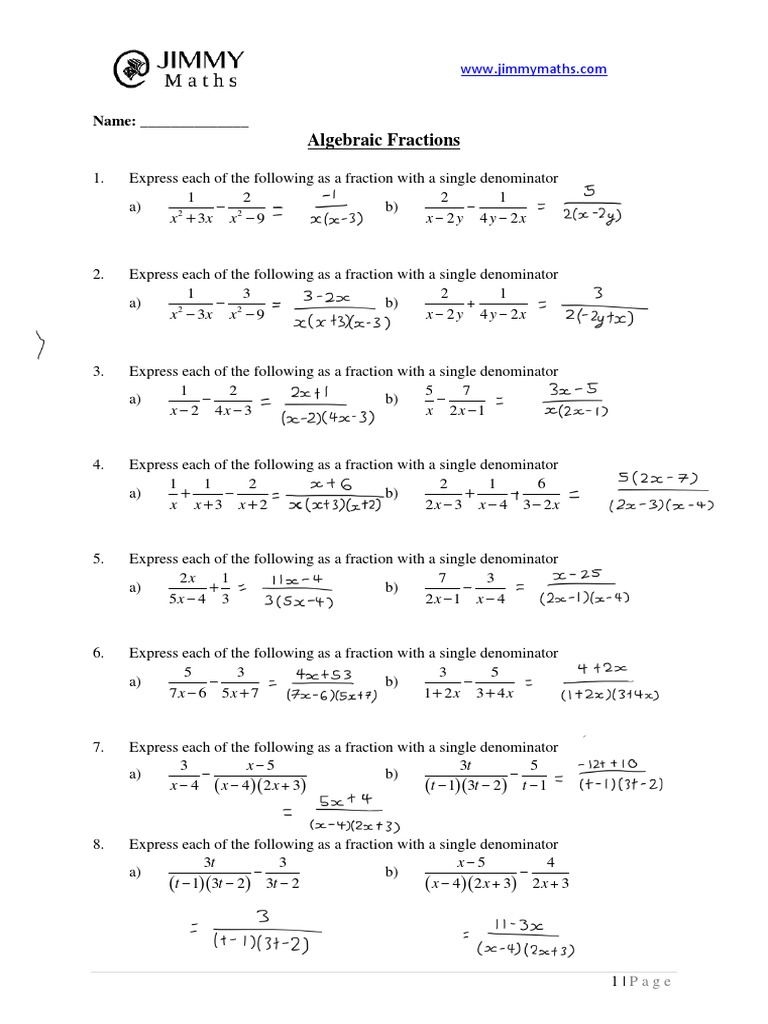 Sec 2 Alegbraic Fractions | PDF | Mathematical Objects | Naming Conventions