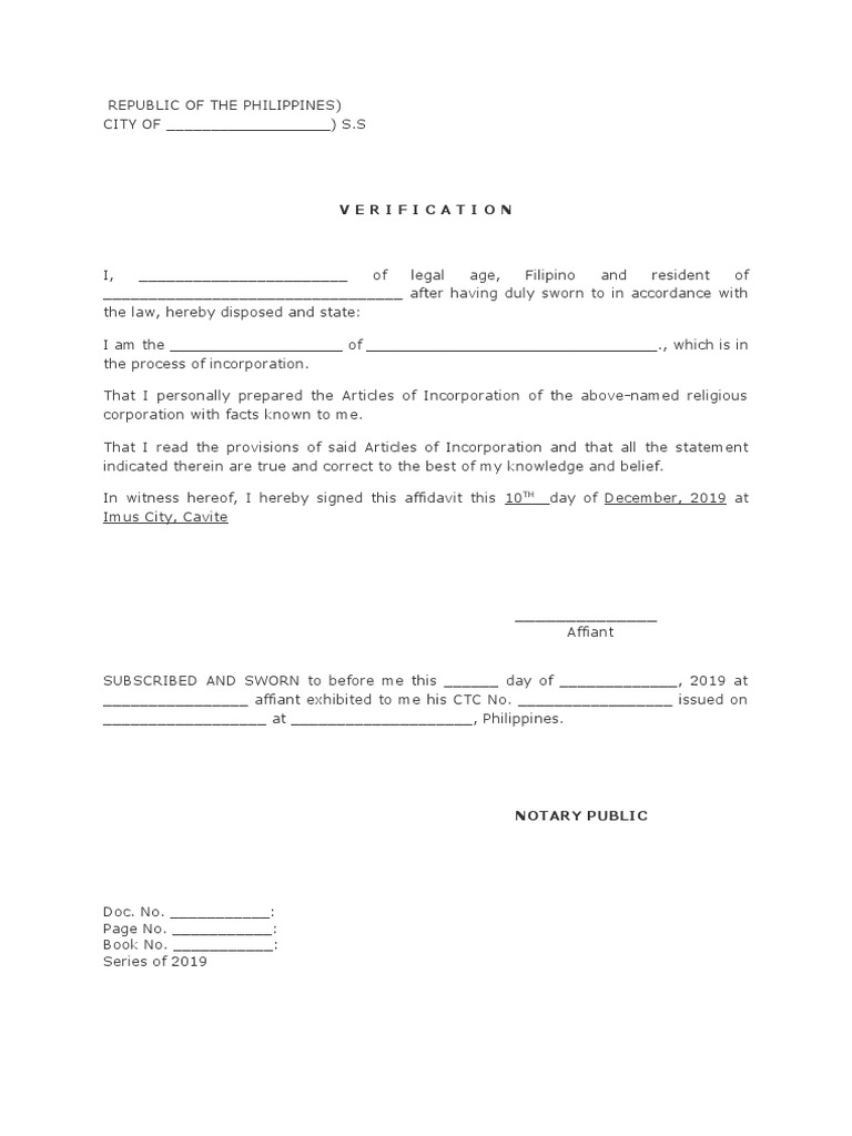Affidavit of Verification SEC | PDF