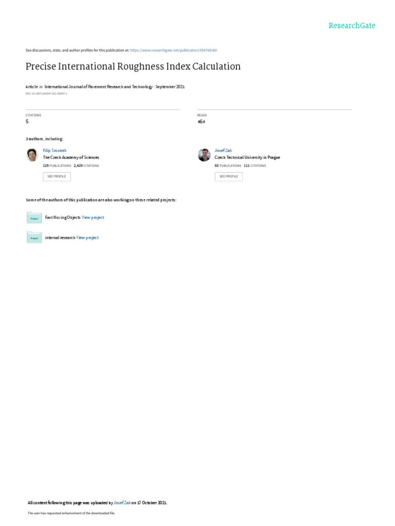 Precise International Roughness Index Calculation | PDF
