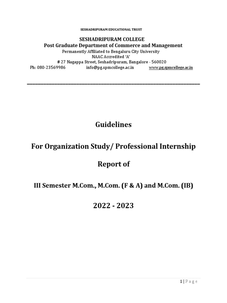 M.Com Internship Report Guidelines | PDF | Business | Business Economics