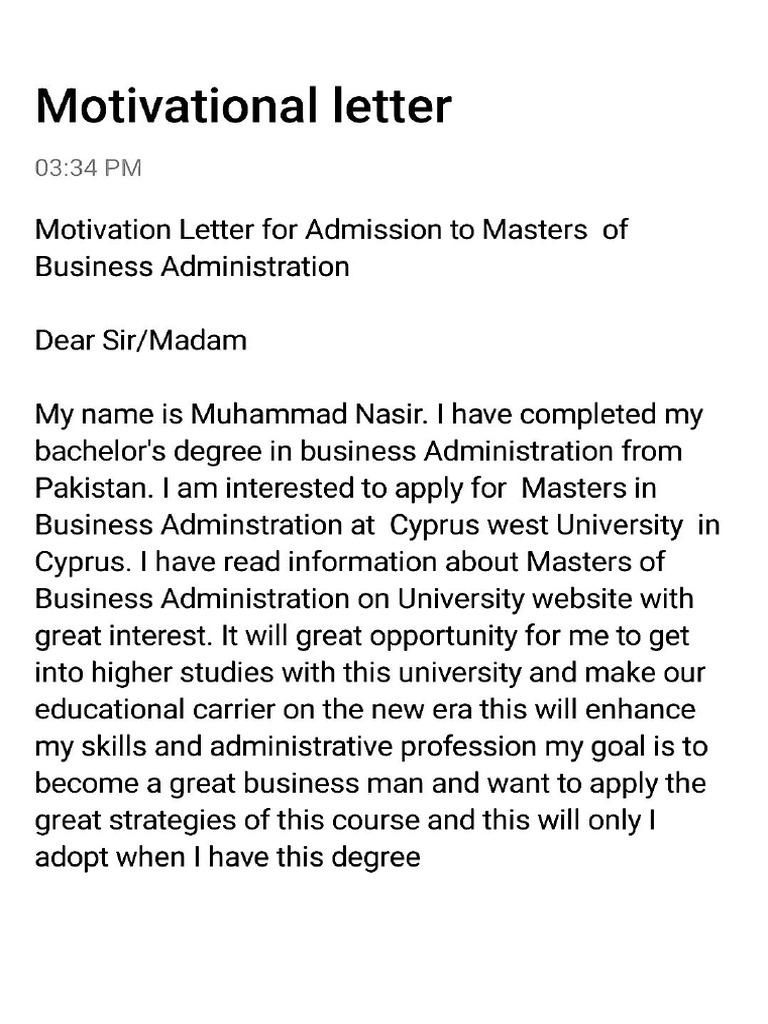 Motivational Letter | PDF