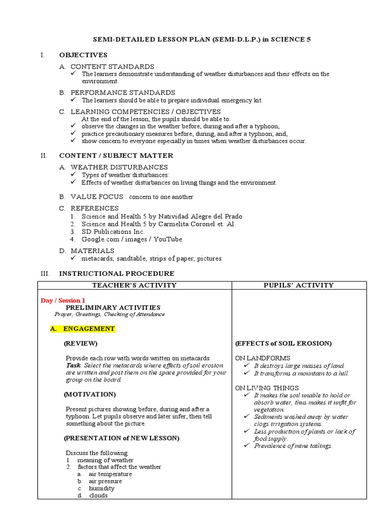 Weather Disturbances Lesson Plan | PDF | Tropical Cyclones | Wound