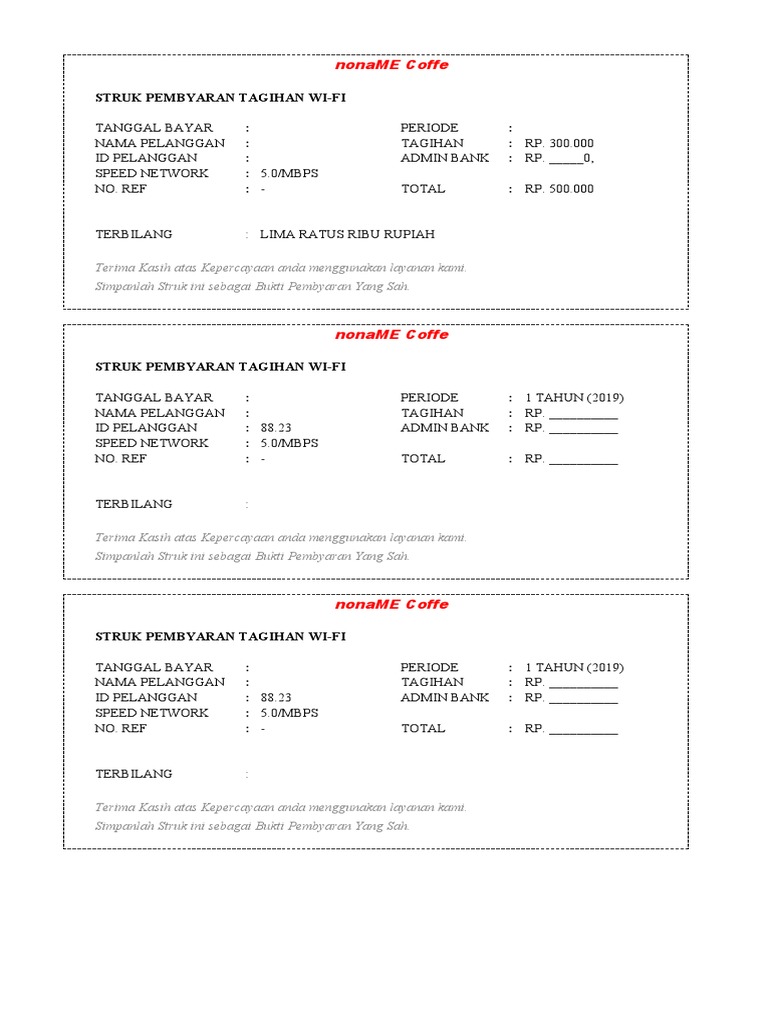 Struk Tagihan Internet | PDF