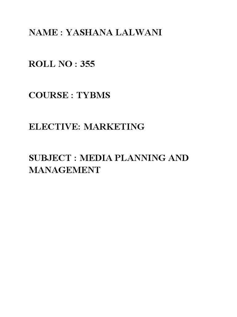 Media Planning 355 Yashana Lalwani | PDF | Hashtag | Linked In