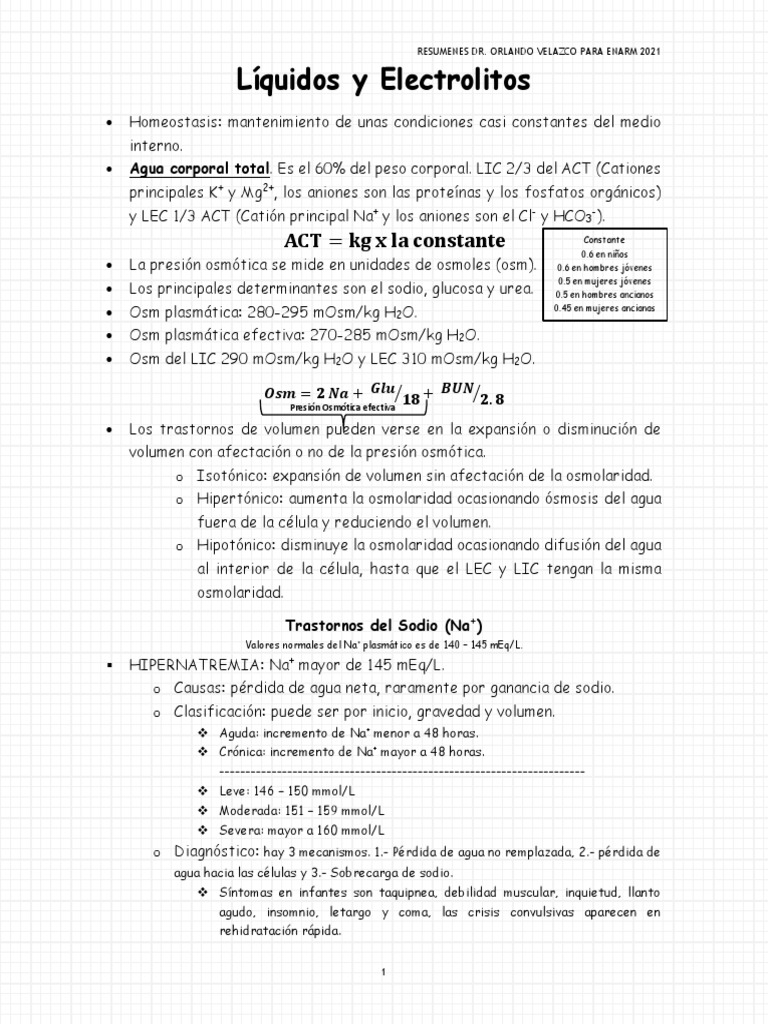 LÍQUIDOS Y ELECTROLITOS | PDF | Sodio | Electrocardiografia