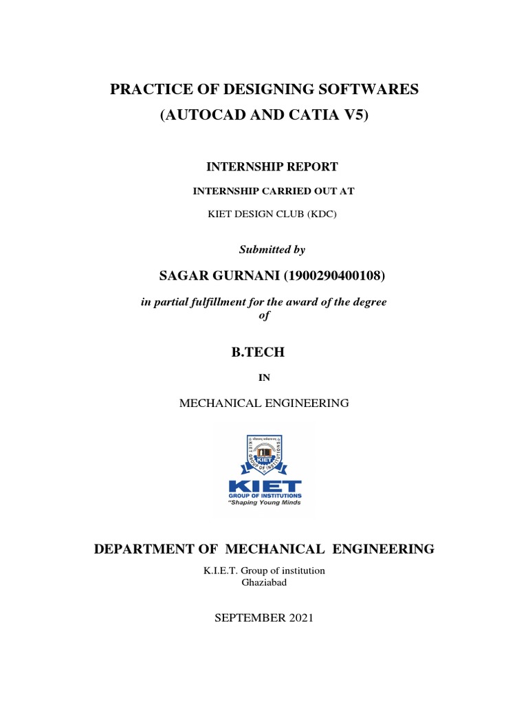 Internship Report KDC Sagar Gurnani | PDF | Machining | Secondary Sector Of The Economy