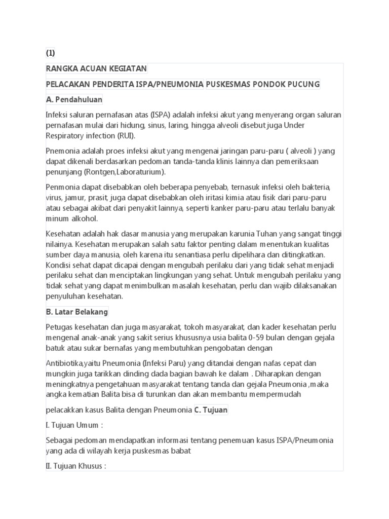 KAK Ispa Diare | PDF | Pengembangan Diri | Kesehatan Holistik