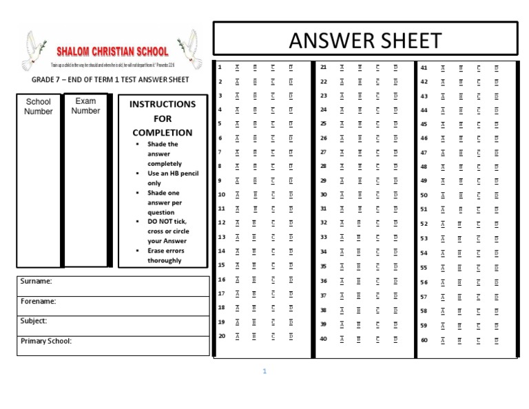Answer Sheet | PDF