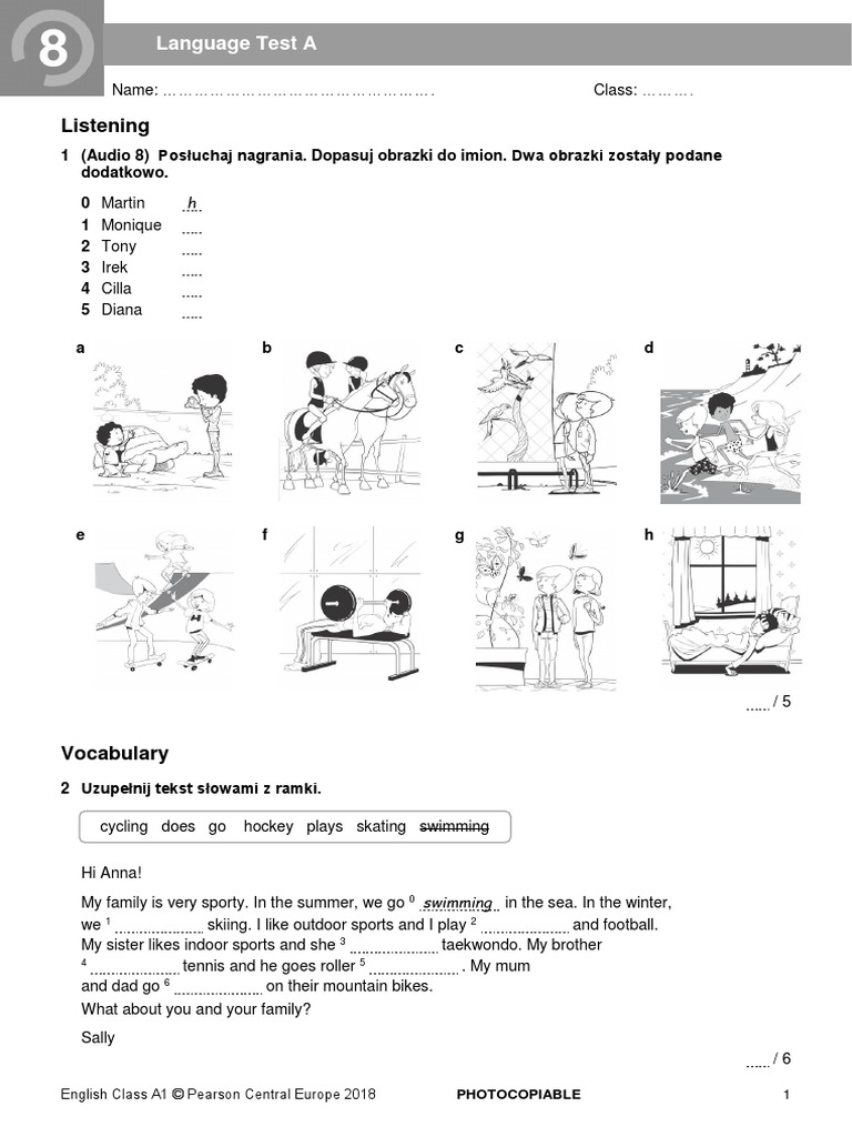 ECA1 Tests Language Test 8A New2018 | PDF