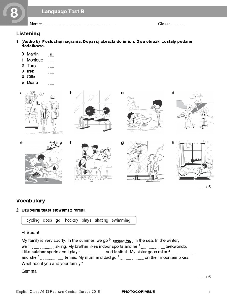 ECA1 Tests Language Test 8B New2018 | PDF