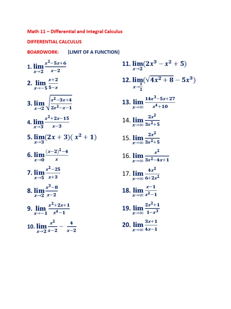Boardwork Math 11 Limit Concept | PDF