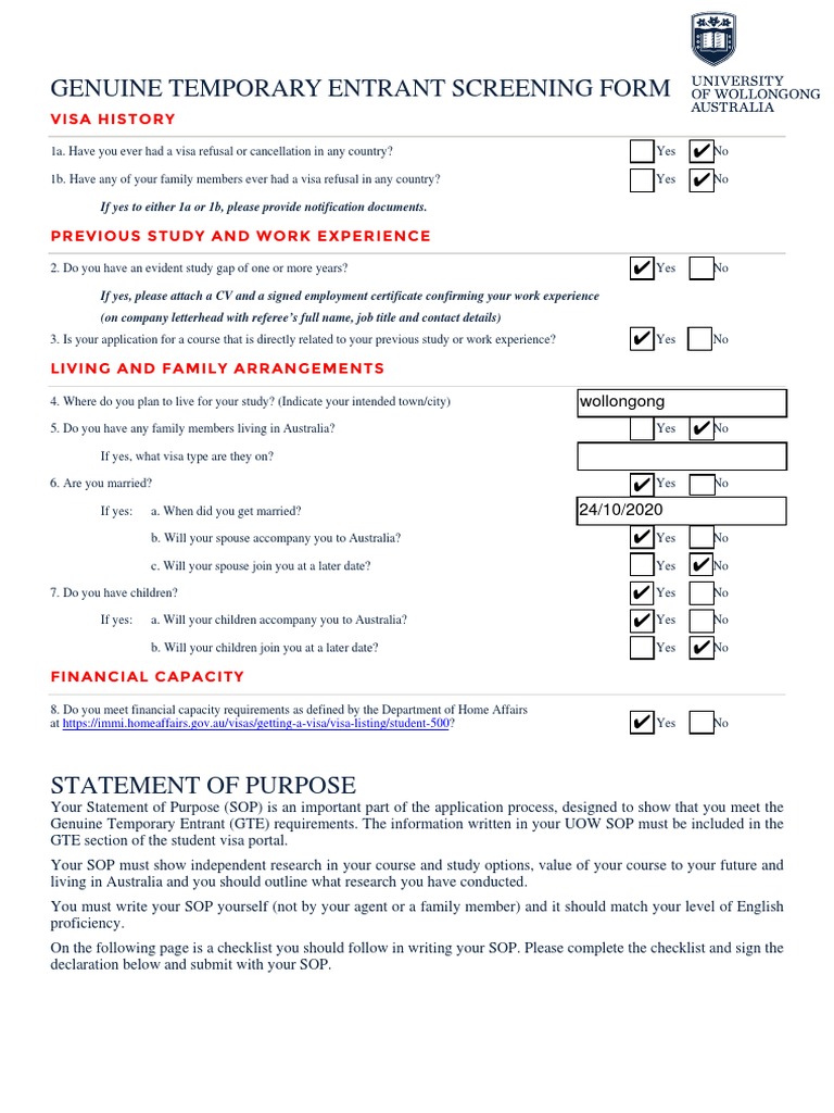 GTE Form 2022 | Download Free PDF | Travel Visa