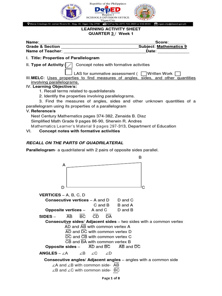 Math 9 q3 Week 1B With Summative | PDF | Angle | Triangle
