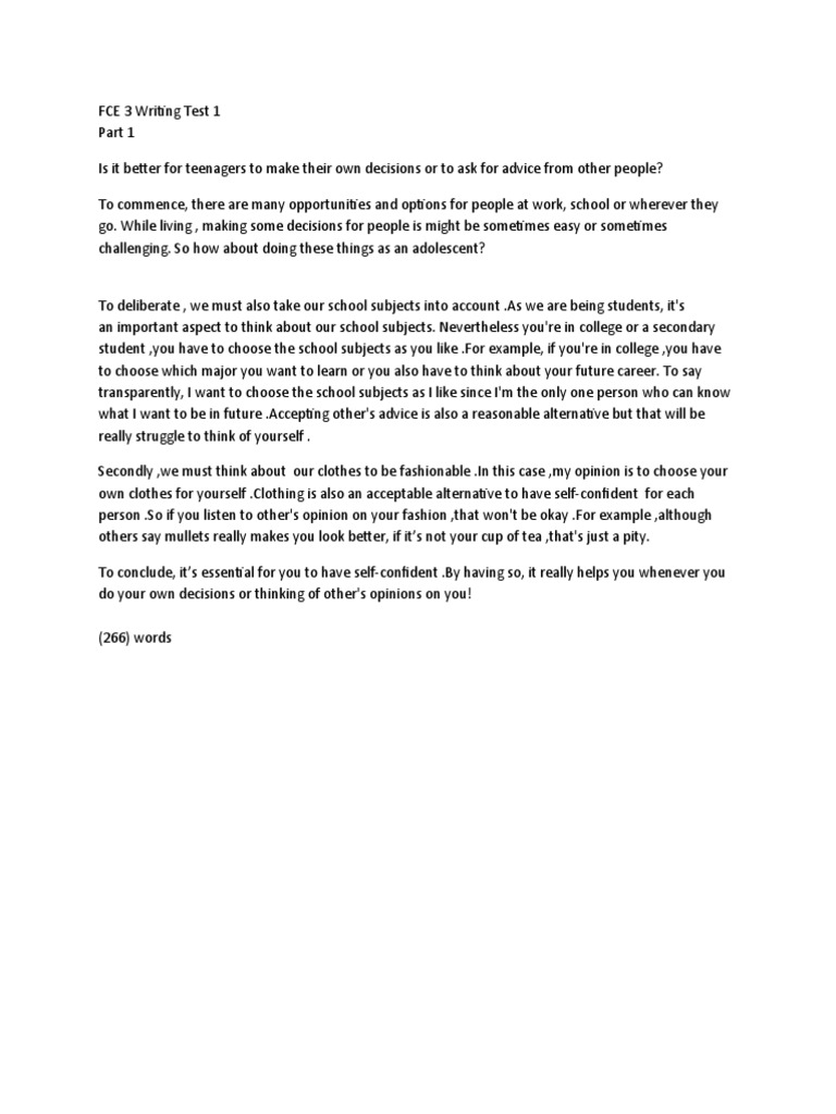 FCE 3 Writing Test 1 | PDF