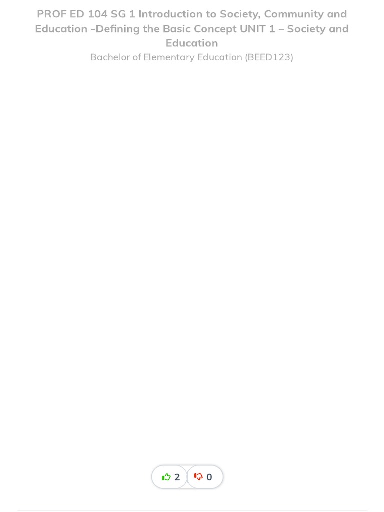 Prof Ed 104 SG 1 Introduction To Society Community and Education ...