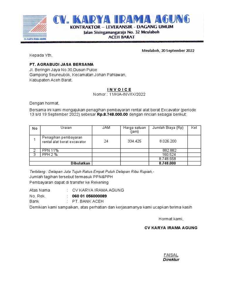 Invoice CV - Kia 11 | PDF
